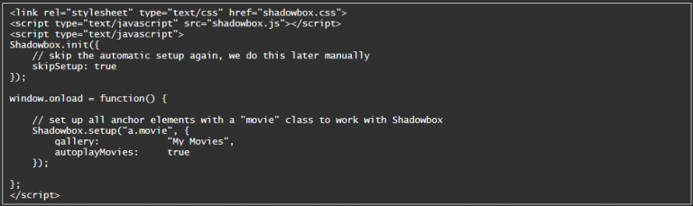 Usage of Shadowbox.js